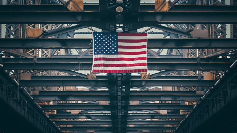 Flag Hanging from the Ceiling of a Building Stock Illustration ...