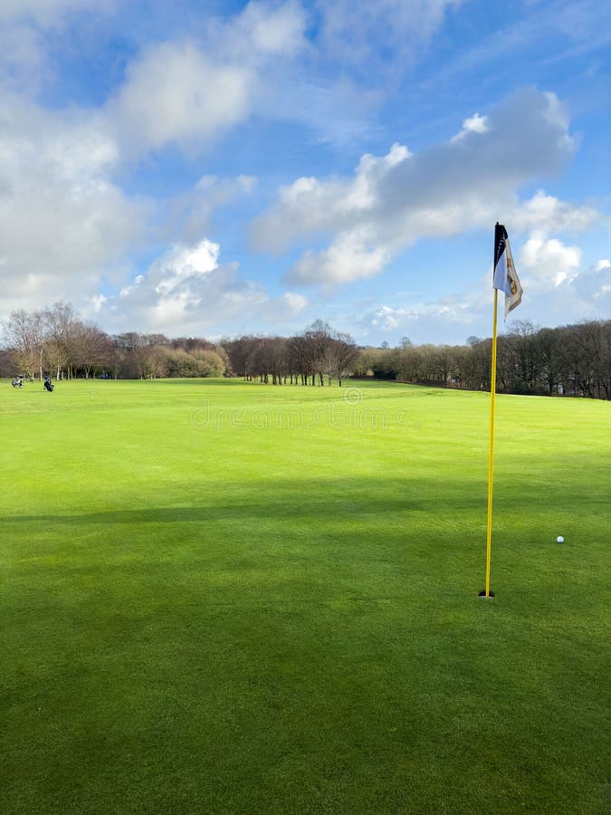 Flag and the Hole at Golf Club Blue Sky Summers Day with Some Clouds ...