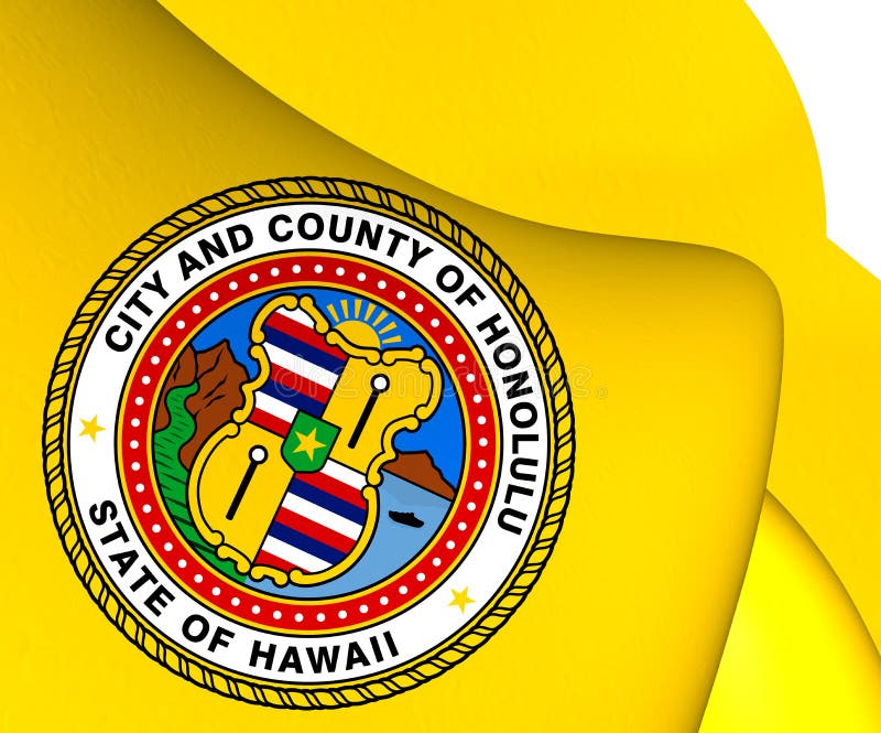 Flag of Honolulu Hawaii, USA. Stock Illustration - Illustration of wind ...
