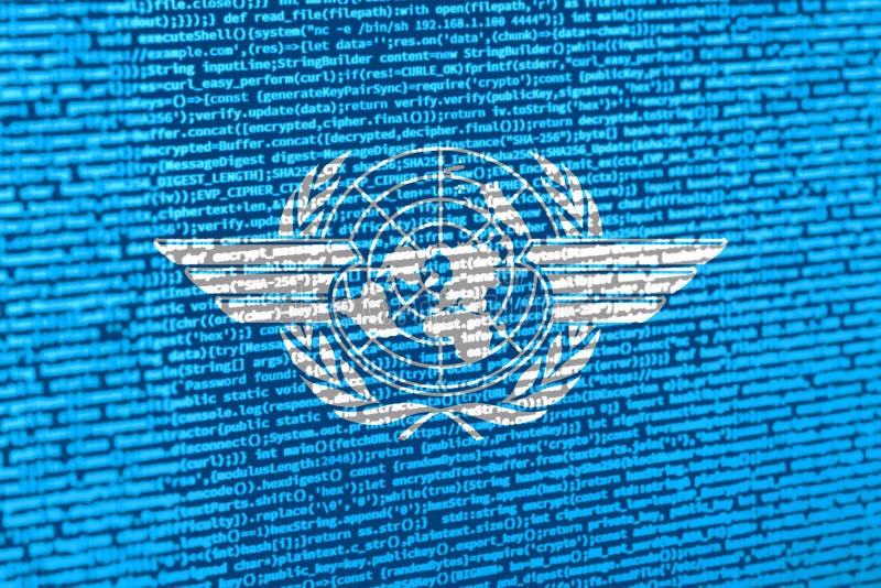 Flag of ICAO Over Digital Code. Concept of Cybersecurity, Innovation ...