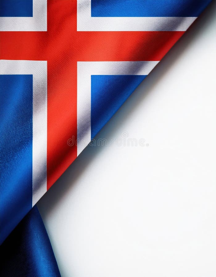 Icelandic Flag Fabric Draped on a White Surface Revealing Vibrant ...