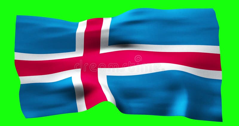 Flag of Iceland Realistic Waving on Green Screen. Seamless Loop ...