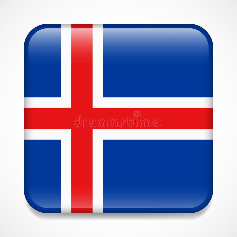 Flag of Iceland. Square Glossy Badge Stock Vector - Illustration of ...