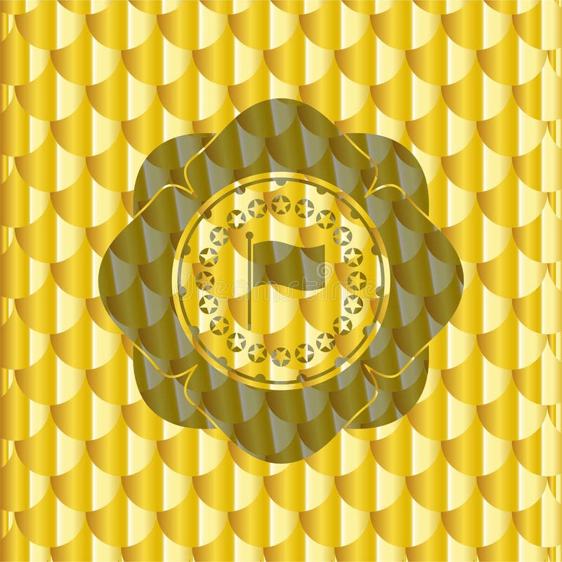 Flag Icon Inside Gold Emblem. Scales Pattern. Vector Illustration Stock ...
