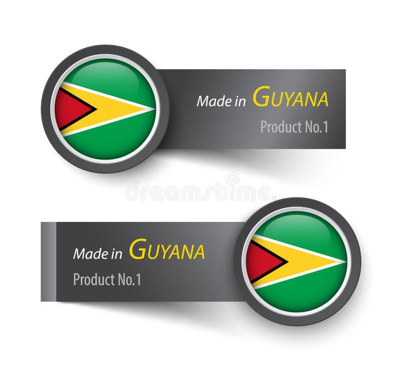 Flag Icon and Label with Text Made in Guyana Stock Vector ...