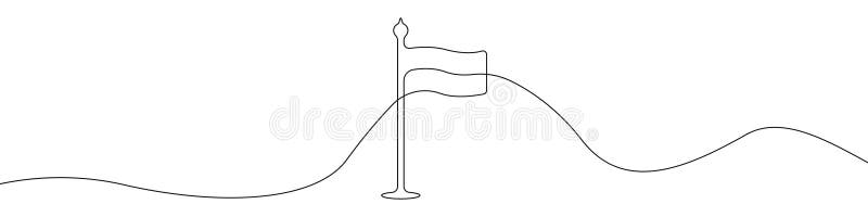 Flag Icon Line Continuous Drawing Vector. One Line Flagpole Icon Vector ...