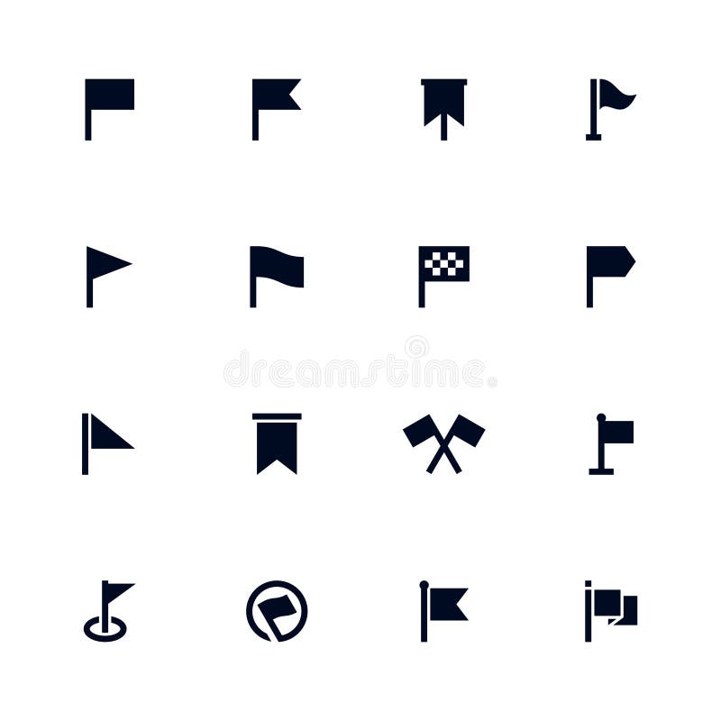 Flag Icon Set, Map Location Mark Stock Vector - Illustration of flat ...