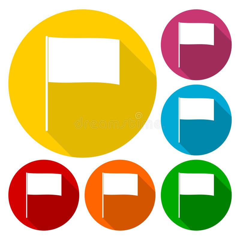 Flag Icons Set with Long Shadow Stock Vector - Illustration of icons ...