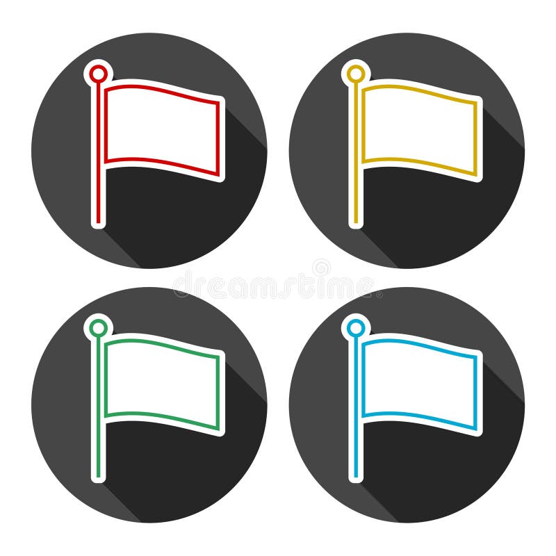 Flag Icons Set with Long Shadow Stock Vector - Illustration of mark ...