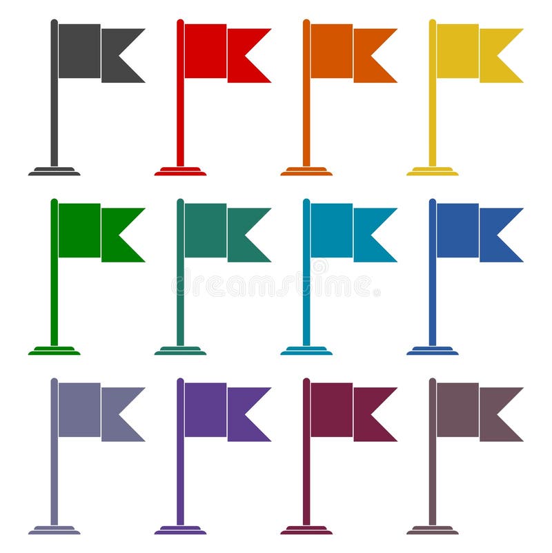 Flag Icons set stock vector. Illustration of pole, flag - 100094267