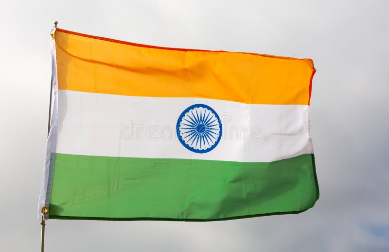 Flag of India on Background of Sky Stock Photo - Image of historical ...
