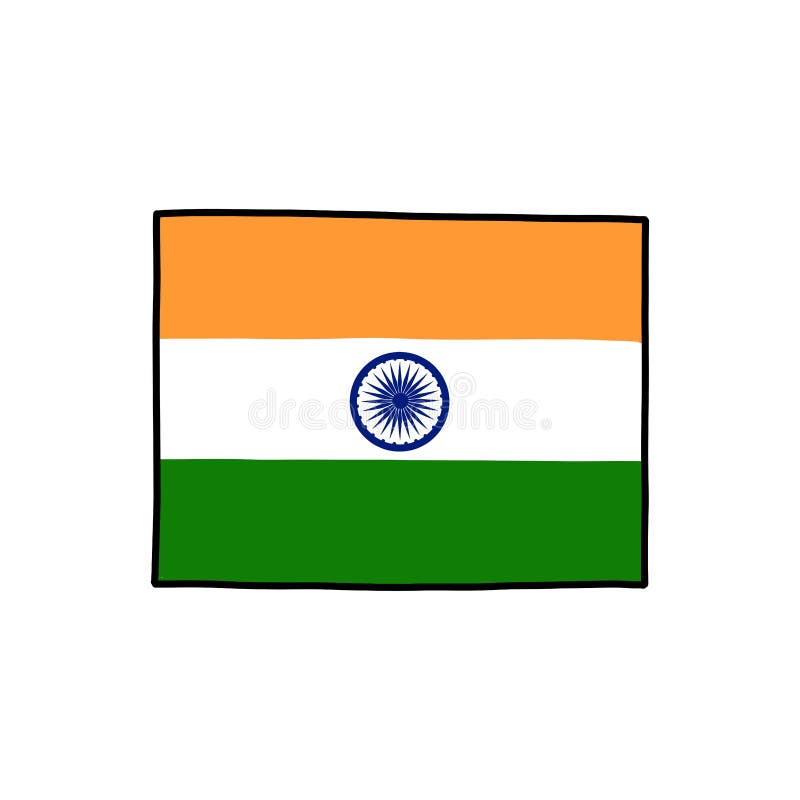 Flag of India Doodle Icon, Vector Color Line Illustration Stock Vector ...