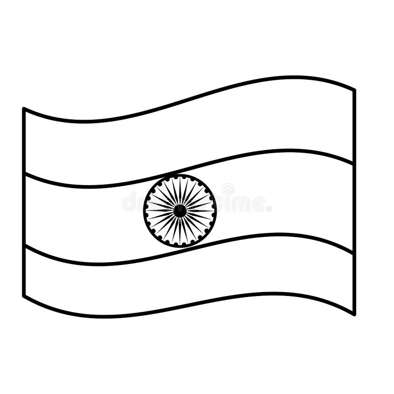 Indias Flag Black And White