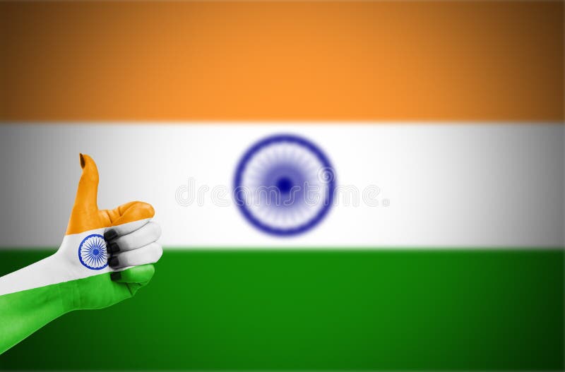 India flag Hand Gesture stock vector. Illustration of impression - 43451888
