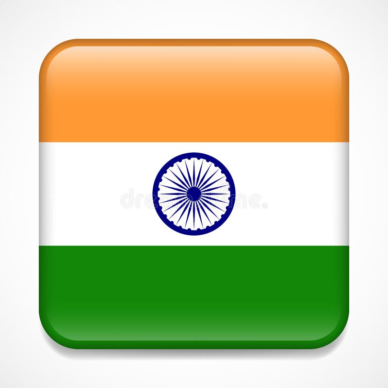 India Square Flag Button, Social Media Communication Sign, Stock Vector ...