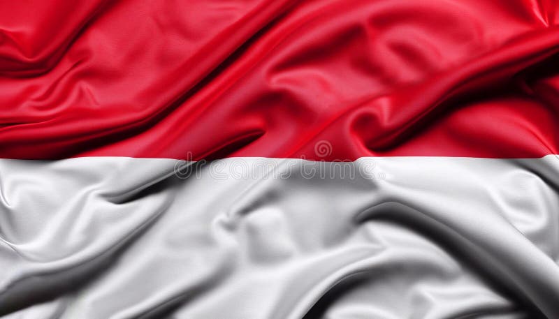 The Flag of Indonesia with Pleats with Visible Satin Texture Stock ...