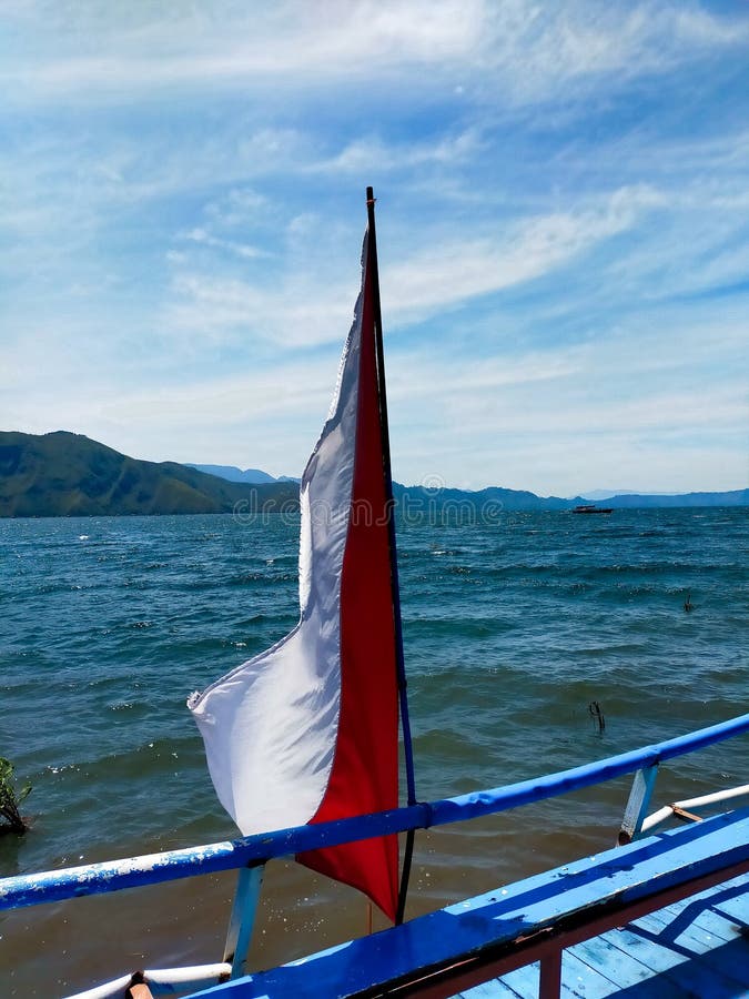 Flag stock photo. Image of toba, ship, flag, lake, indonesian - 262900910