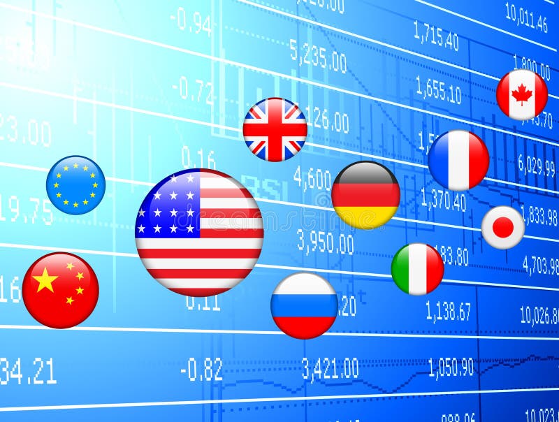 Flag Internet Buttons on Financial Background Stock Illustration ...