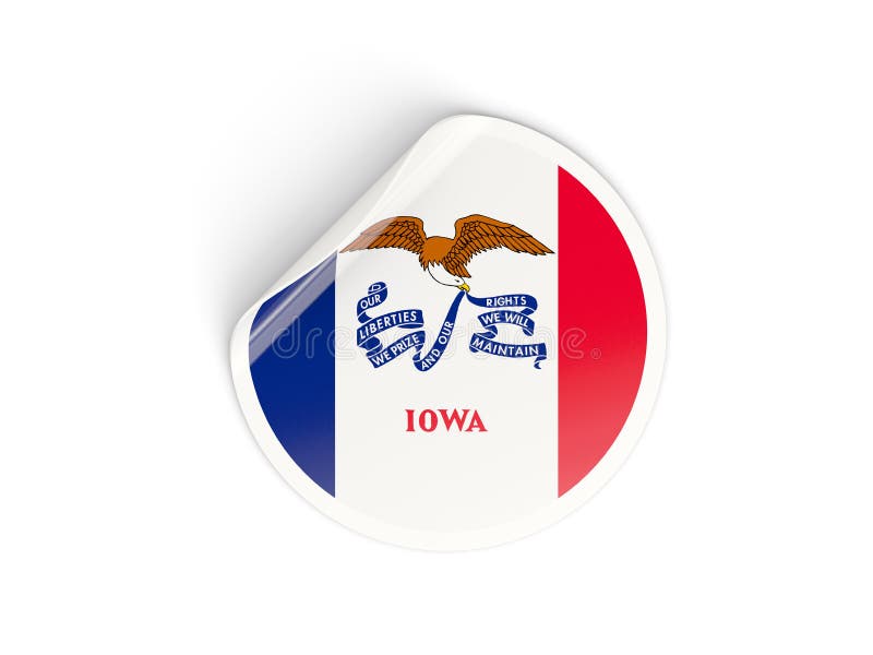 Flag of Iowa, US State Round Sticker Stock Illustration - Illustration ...