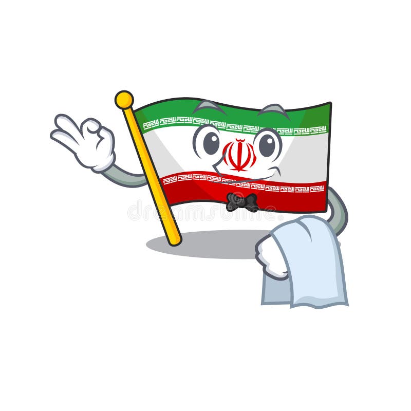 Flag Iran Character on a Stylized Waiter Look Stock Vector ...