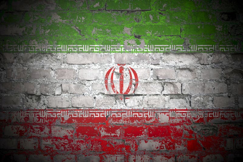 Flag of Iran on brick wall stock illustration. Illustration of rusty ...