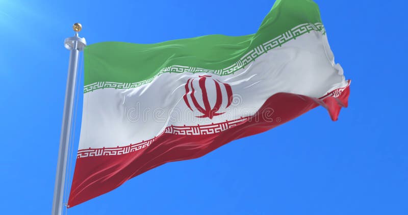 Flag of Iran Waving at Wind in Slow in Blue Sky, Loop Stock Footage ...