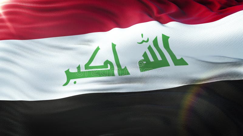 Flag of Iraq Waving on Sun. Seamless Loop with Highly Detailed Fabric ...