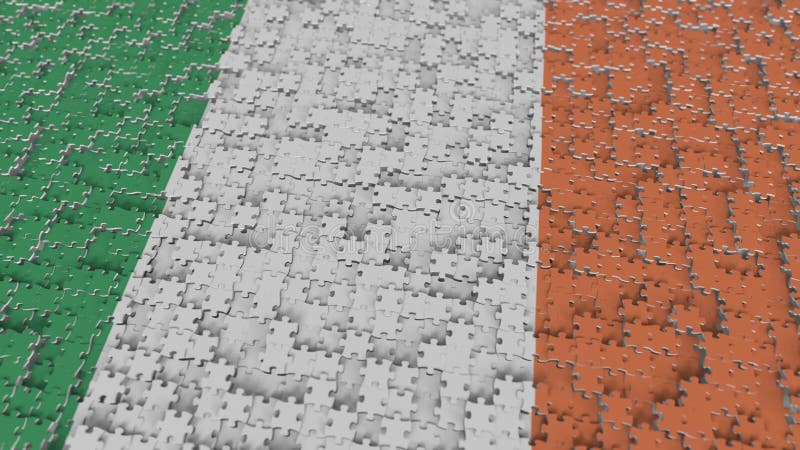Flag of Ireland Being Made with Jigsaw Puzzle Pieces. Irish Problem ...