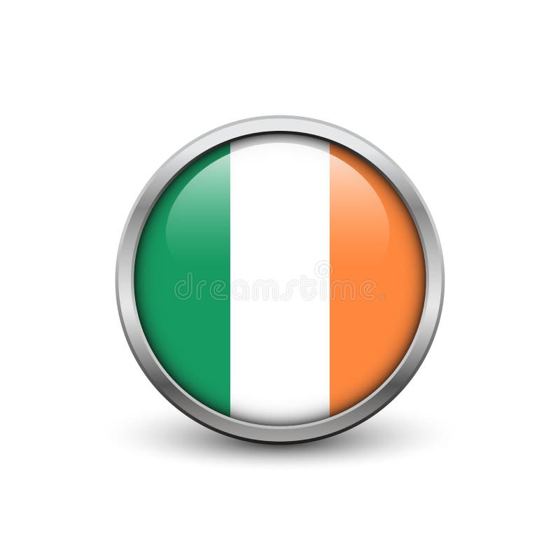 Ireland Button Flag Map Shape Stock Illustration - Illustration of gold ...