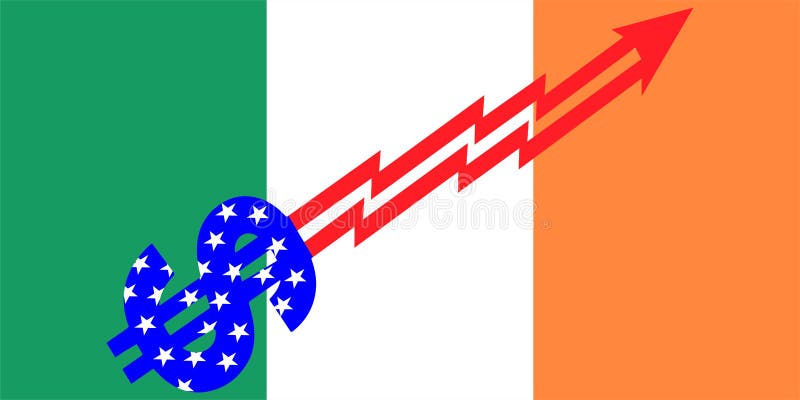 Flag of Ireland and Dollar Sign Arrow Graph Going Up Stock Vector ...