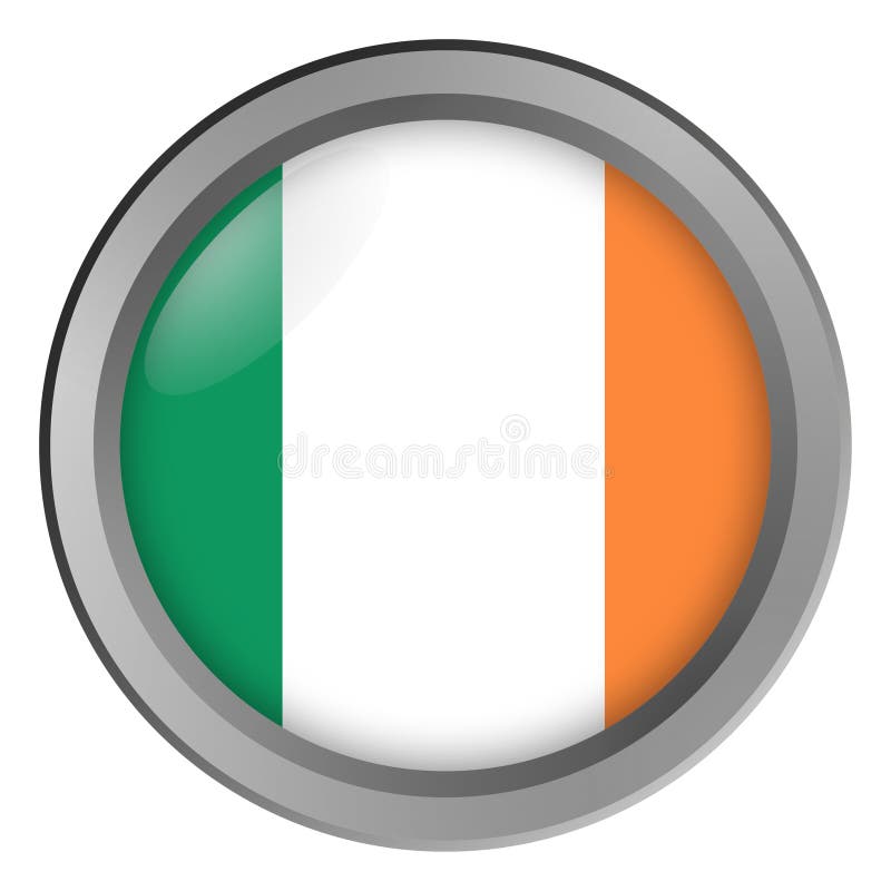 Flag of Ireland Round As a Button Stock Illustration - Illustration of ...