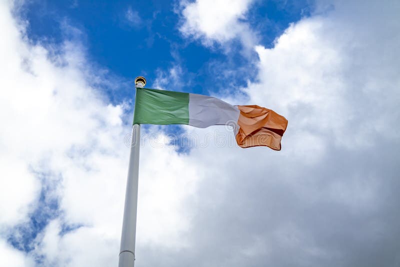 Flag of Ireland Waving in the Wind Stock Image - Image of european ...