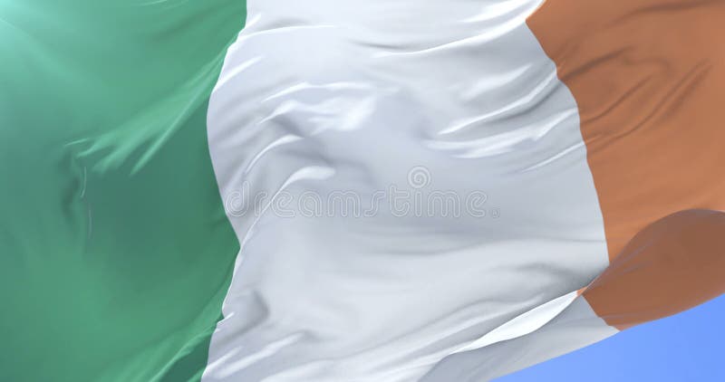 Irish Flag Waving at Wind in Slow in Blue Sky, Loop Stock Footage ...