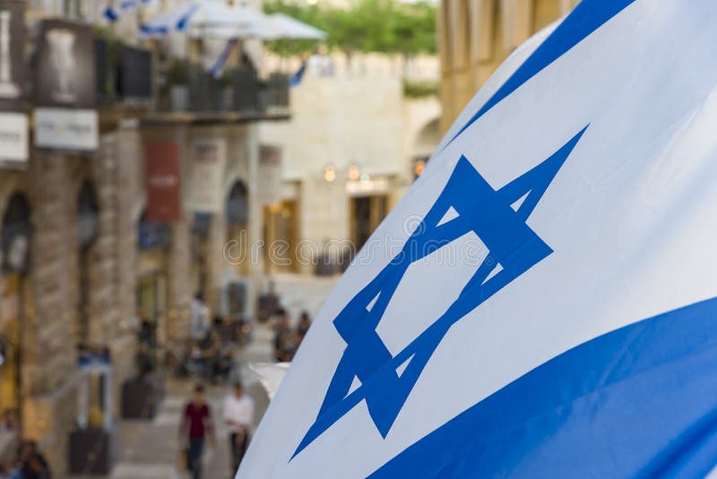 Flag of Israel Near the Old City Stock Image - Image of colors ...