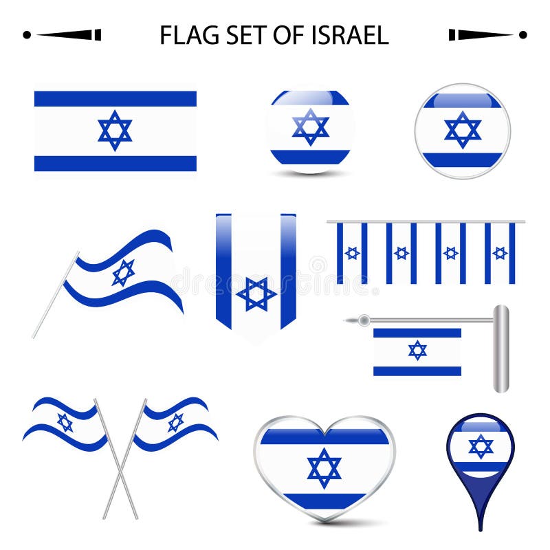 Flag of ISRAEL vector set stock vector. Illustration of star - 75950109