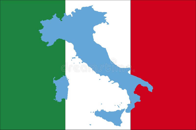 Flag of Italy with Blue Map Stock Illustration - Illustration of ...