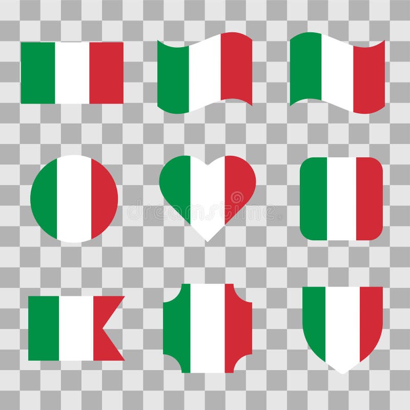 Flag of Italy Icon Collection Isolated on Transparent Background ...