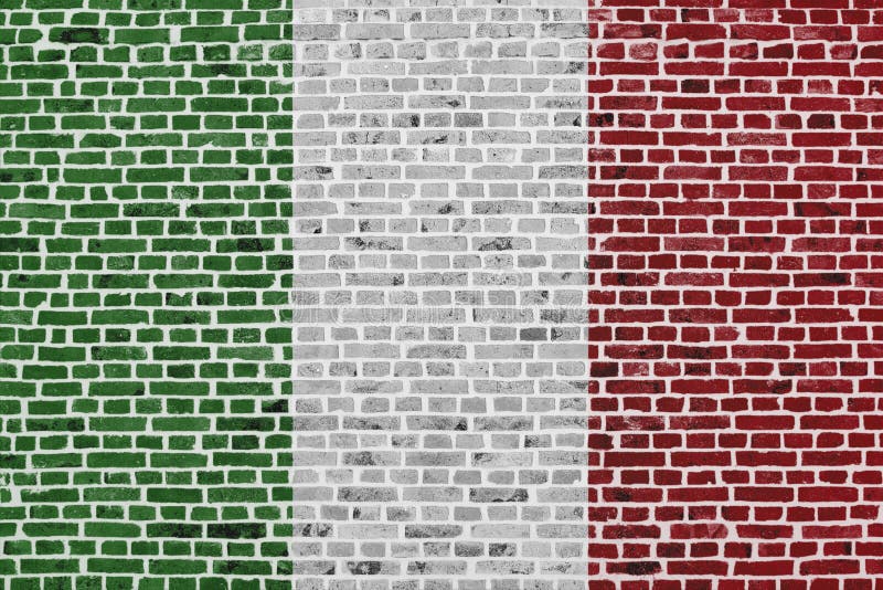 Flag of Italy Painted on a Brick Wall Stock Image - Image of structure ...