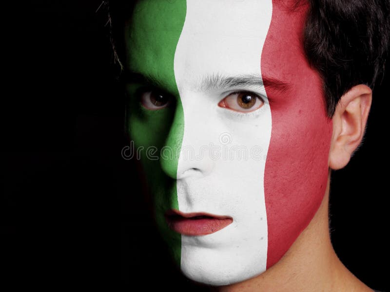 Female Lips Close Up with a Picture Flag of Italy. Green, White, Red ...
