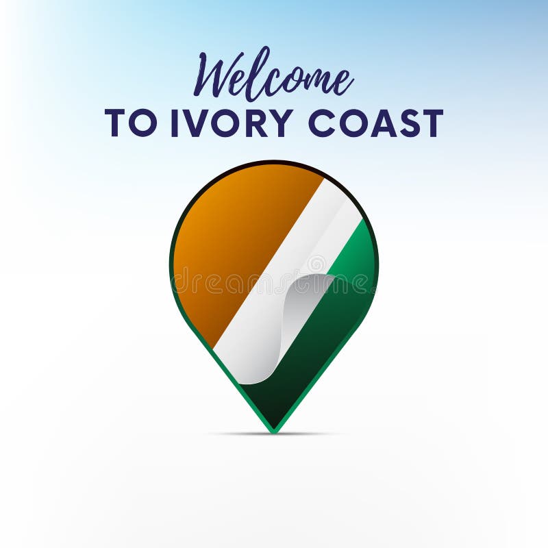 Flag of Ivory Coast in Shape of Map Pointer or Marker. Welcome To Ivory ...