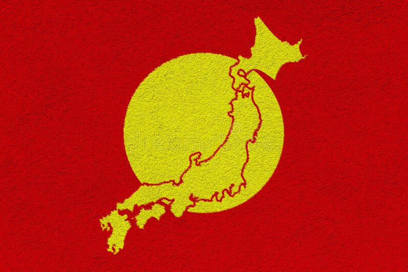 Flag of Japan and Contour Map of the Country on the Texture. Collage ...
