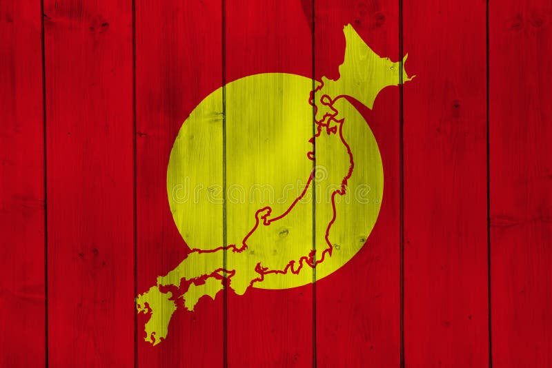 Flag of Japan and Contour Map of the Country on the Texture. Collage ...