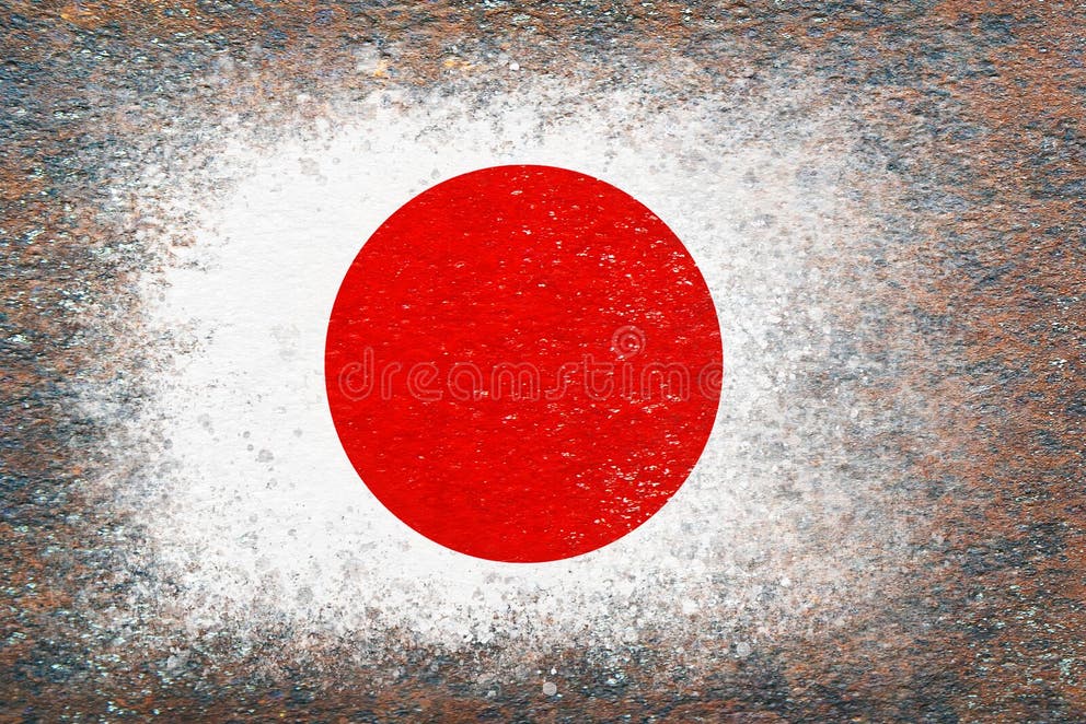 Flag of Japan. Flag Painted on Rusty Surface. Rusty Background. Copy ...