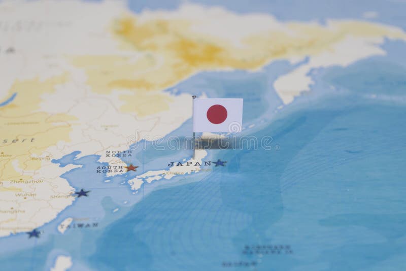The Flag of Japan in the World Map Stock Image - Image of paper ...