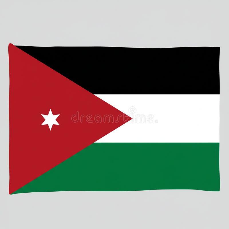 Flag of Jordan Featuring Three Horizontal Stripes in Black, White, and ...
