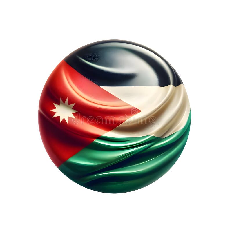 Flag of Jordan in Round Shape Stock Photo - Illustration of ball ...