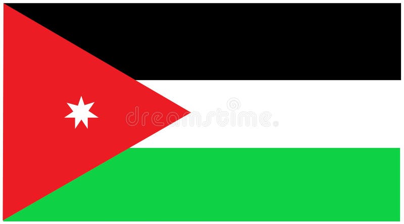 The Flag of Jordan with Three Equal Black White Red Horizontal Bands ...