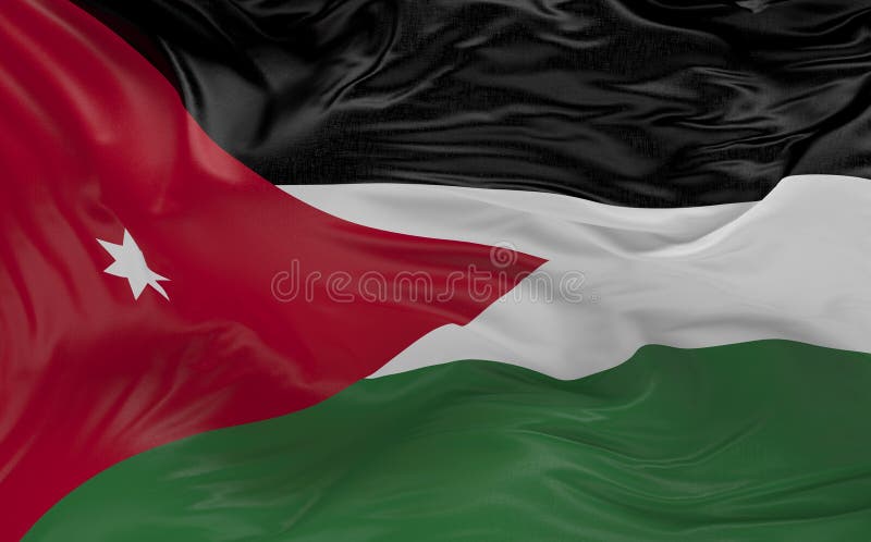 Flag of the Jordan Waving in the Wind 3d Render Stock Illustration ...