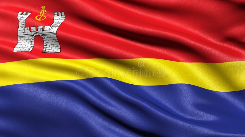 Flag of Kaliningrad Oblast Waving in the Wind. 3D Illustration Stock ...