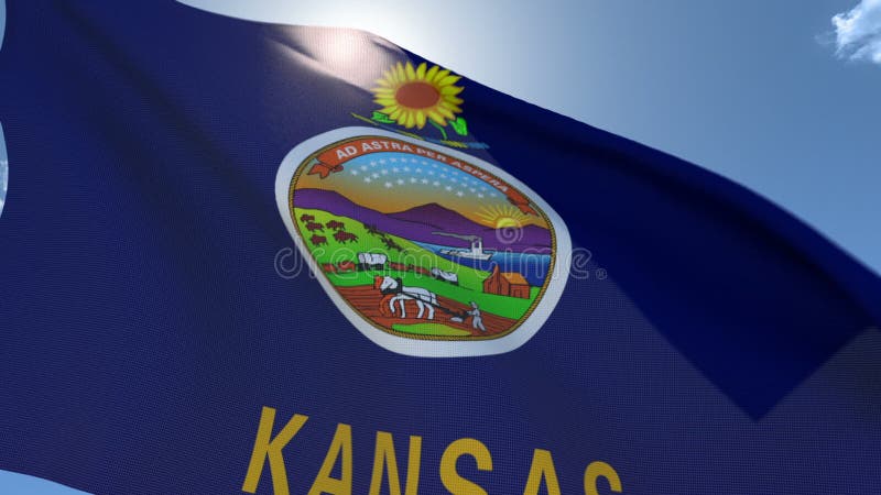 Flag of Kansas Waving in the Wind Stock Video - Video of americans ...
